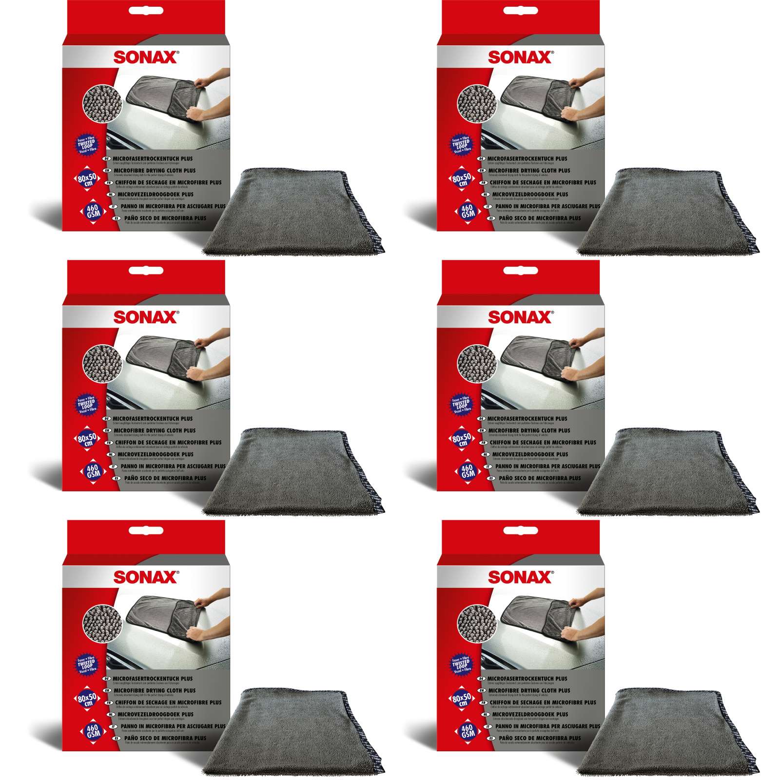 Panno secco in microfibra Sonax PLUS 197 g VPE set 6 pezzi 04512000